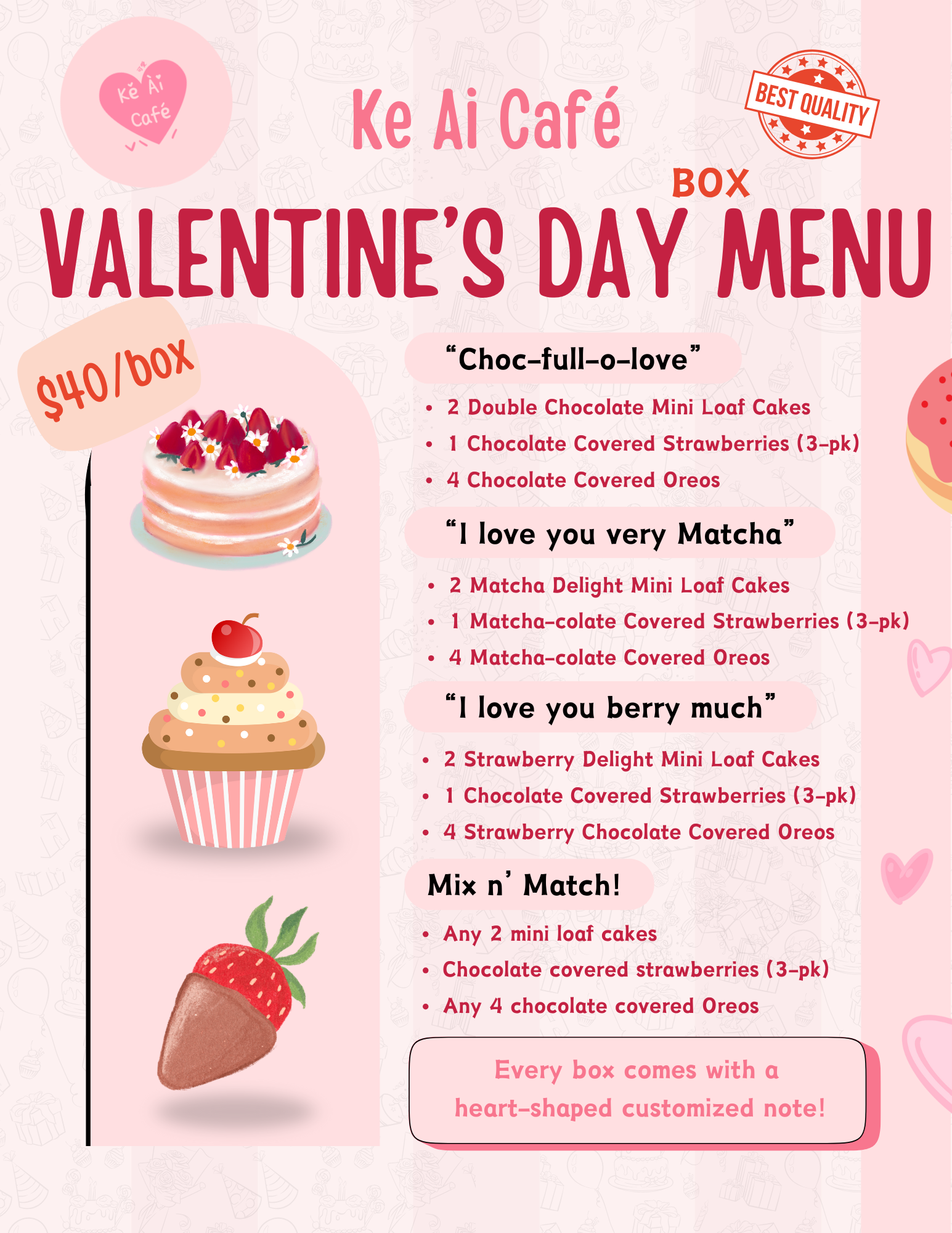 Valentine’s Day Menus – Ke Ai Café